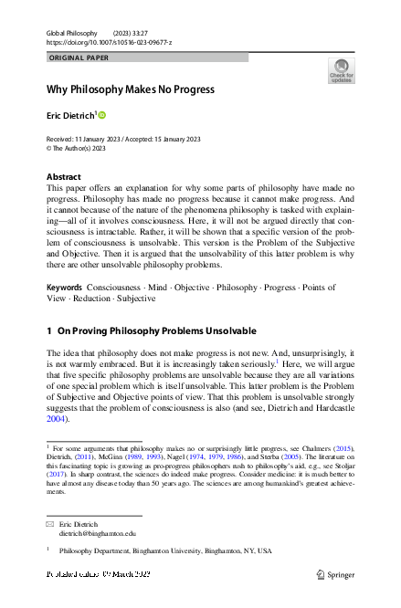 (PDF) Why Philosophy Makes No Progress