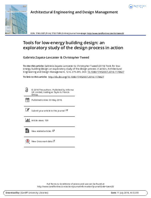(PDF) Tools for low-energy building design: an exploratory study of the design process in action