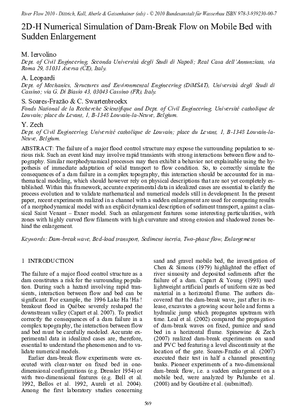 (PDF) 2D-H Numerical Simulation of Dam-Break Flow on Mobile Bed with ...