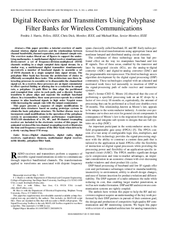 (PDF) Digital receivers and transmitters using polyphase filter banks for wireless communications