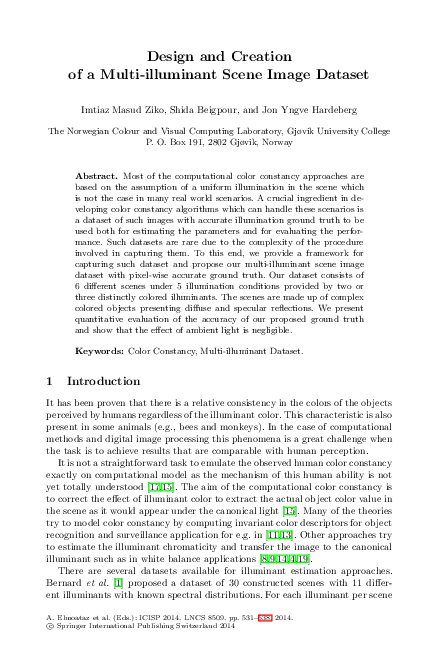 (PDF) Design and Creation of a Multi-illuminant Scene Image Dataset