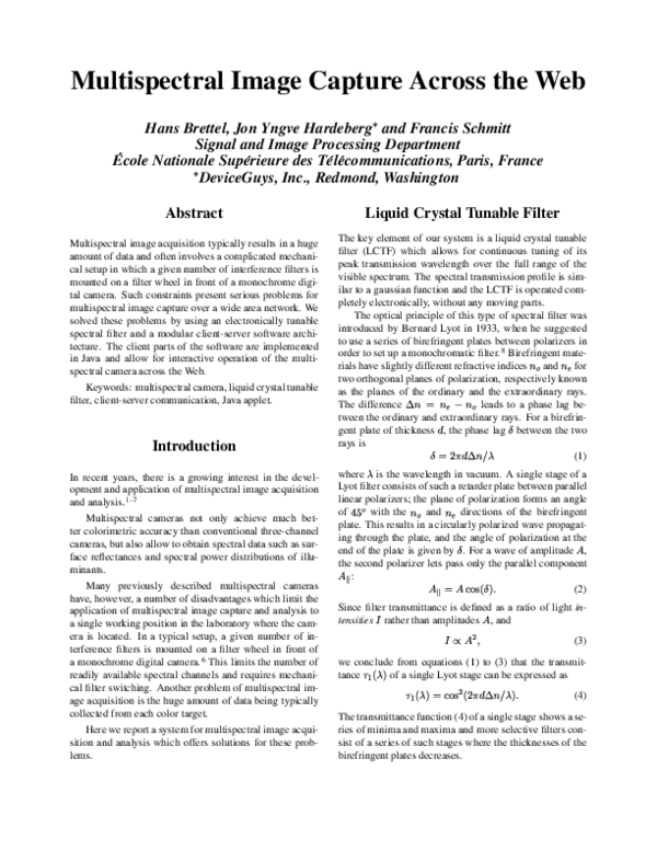 (PDF) Multispectral image capture across the Web