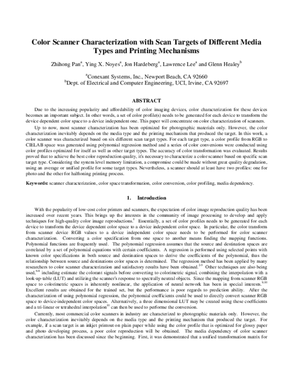 (PDF) Color scanner characterization with scan targets of different ...