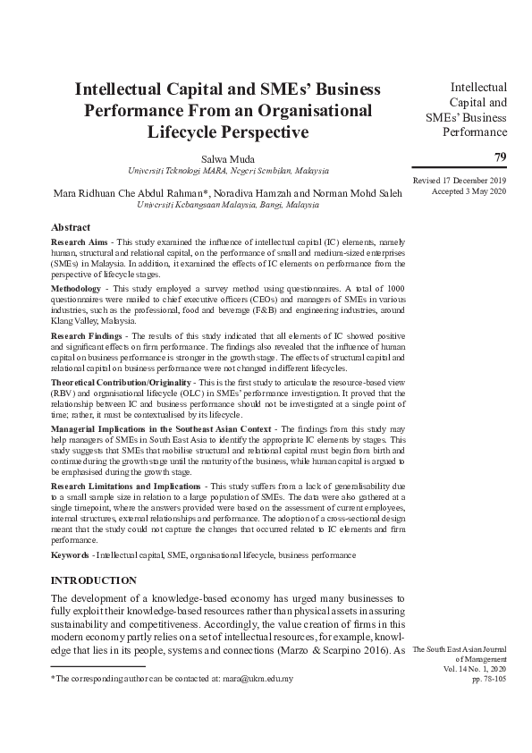 (PDF) Intellectual Capital and SMEs’ Business Performance from an Organisational Lifecycle ...