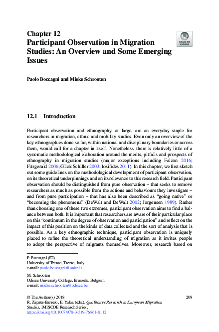 (PDF) Participant Observation in Migration Studies: An Overview and ...