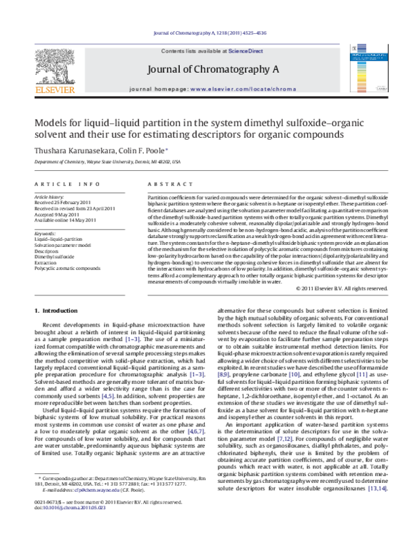 (PDF) Models for liquid–liquid partition in the system dimethyl ...