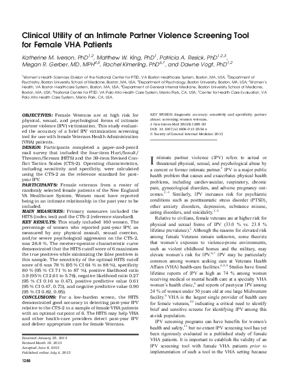(PDF) Clinical Utility of an Intimate Partner Violence Screening Tool ...