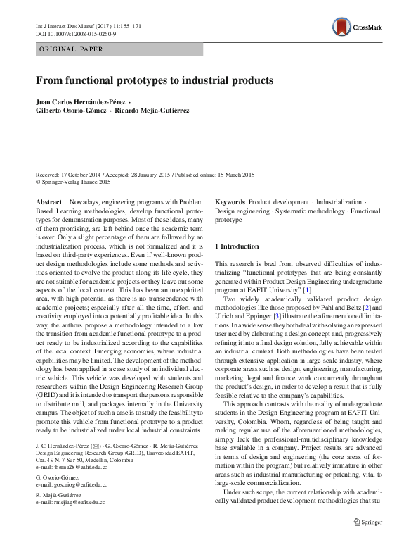 (PDF) From functional prototypes to industrial products
