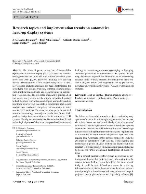 (PDF) Research topics and implementation trends on automotive head-up ...