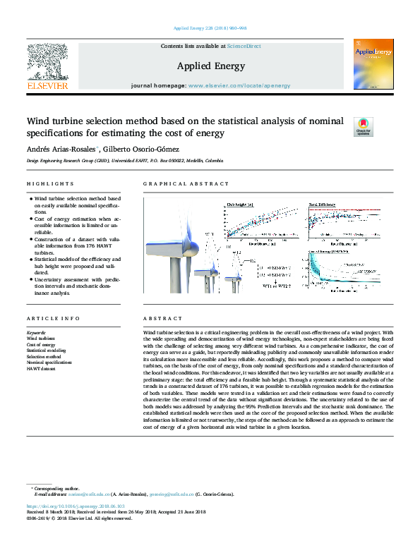 (PDF) Wind turbine selection method based on the statistical analysis ...