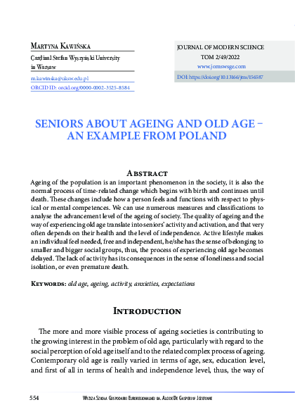 (PDF) Seniors about ageing and old age – an example from Poland