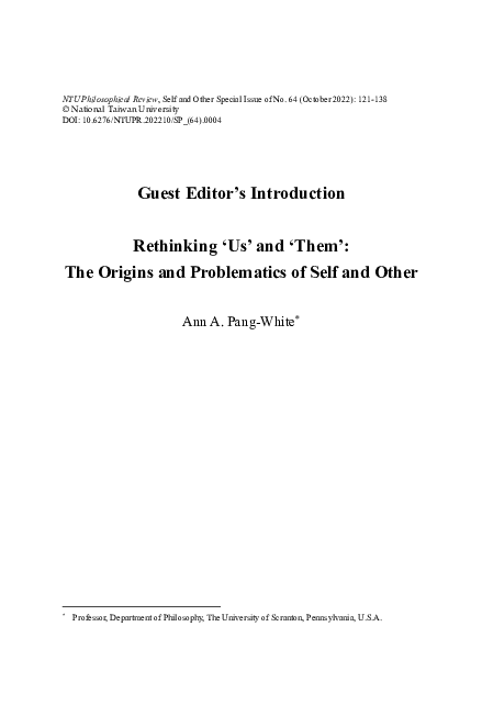 (PDF) Rethinking 'Us' and 'Them': The Origins and Problematics of Self ...