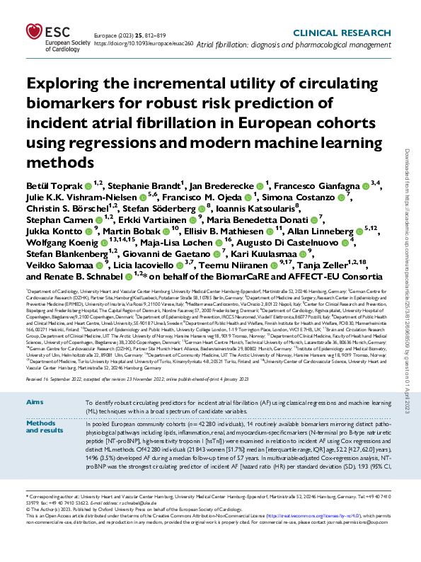 (PDF) Exploring the incremental utility of circulating biomarkers for ...