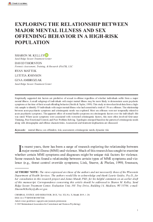 (PDF) Exploring the Relationship Between Major Mental Illness and Sex ...