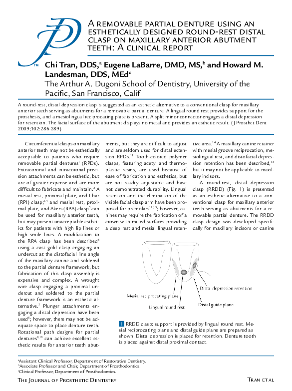 (PDF) A removable partial denture using an esthetically designed round ...