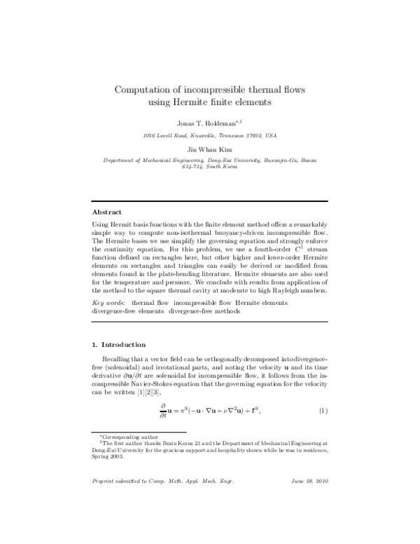 (PDF) Computation of incompressible thermal flows using Hermite finite ...