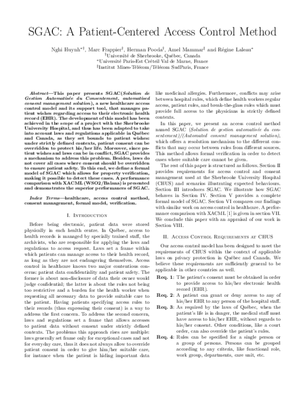 (PDF) SGAC: A patient-centered access control method
