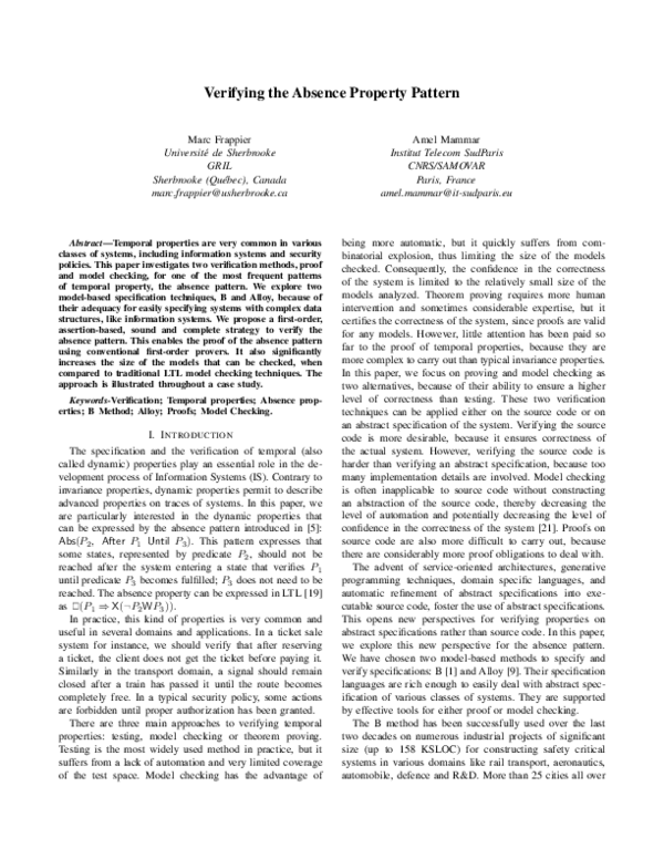 (PDF) Verifying the Absence Property Pattern