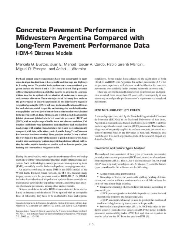(PDF) Concrete Pavement Performance in Midwestern Argentina Compared ...