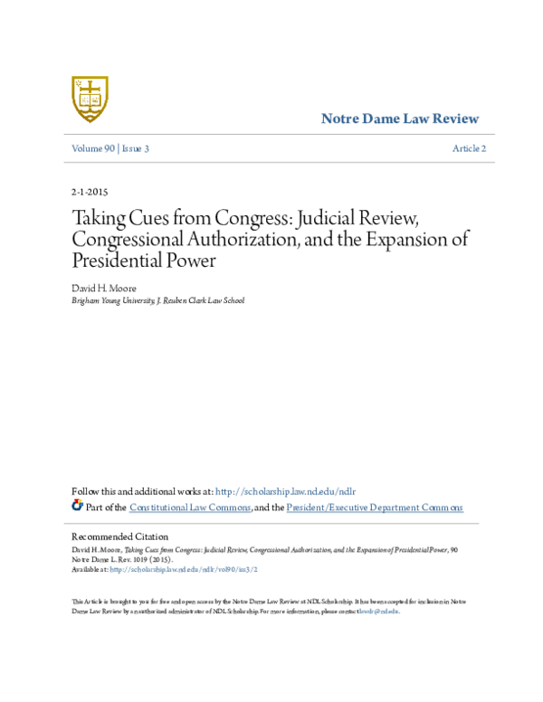 (PDF) Taking Cues from Congress: Judicial Review, Congressional ...