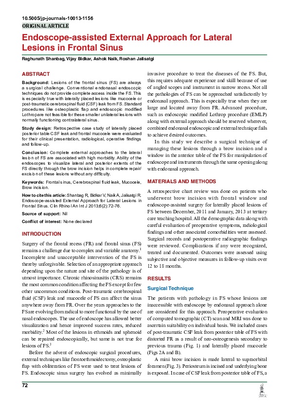 (PDF) Endoscope-assisted External Approach for Lateral Lesions in ...