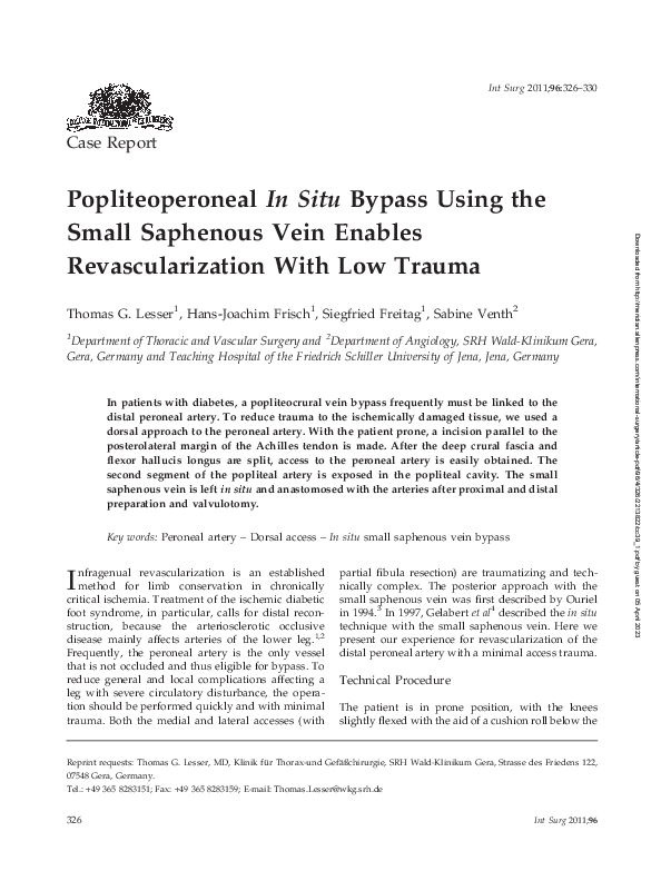(PDF) In Situ Saphenous Vein Bypass for Revascularization