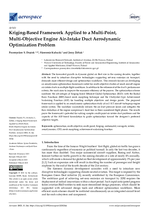 (PDF) Kriging-Based Framework Applied to a Multi-Point, Multi-Objective Engine Air-Intake Duct ...