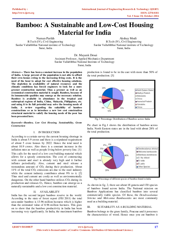 (PDF) Bamboo: A Sustainable and Low-Cost Housing Material for India