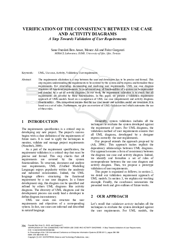 Pdf Verification Of The Consistency Between Use Case And Activity Diagrams A Step Towards