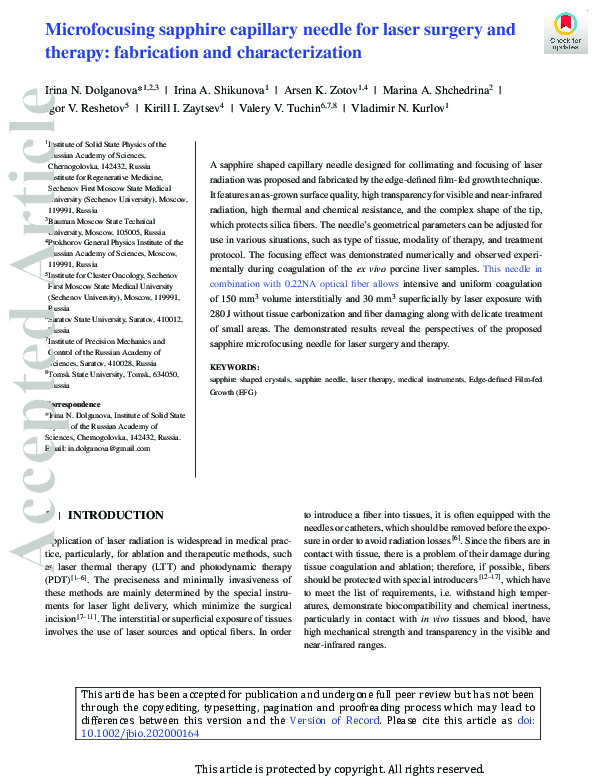 (PDF) Microfocusing sapphire capillary needle for laser surgery and ...
