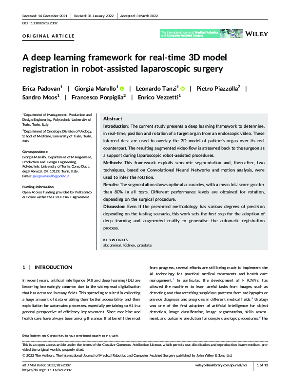 (PDF) A deep learning framework for real‐time 3D model registration in robot‐assisted ...