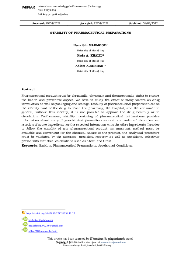 (PDF) Stability of Pharmaceutical Preparations