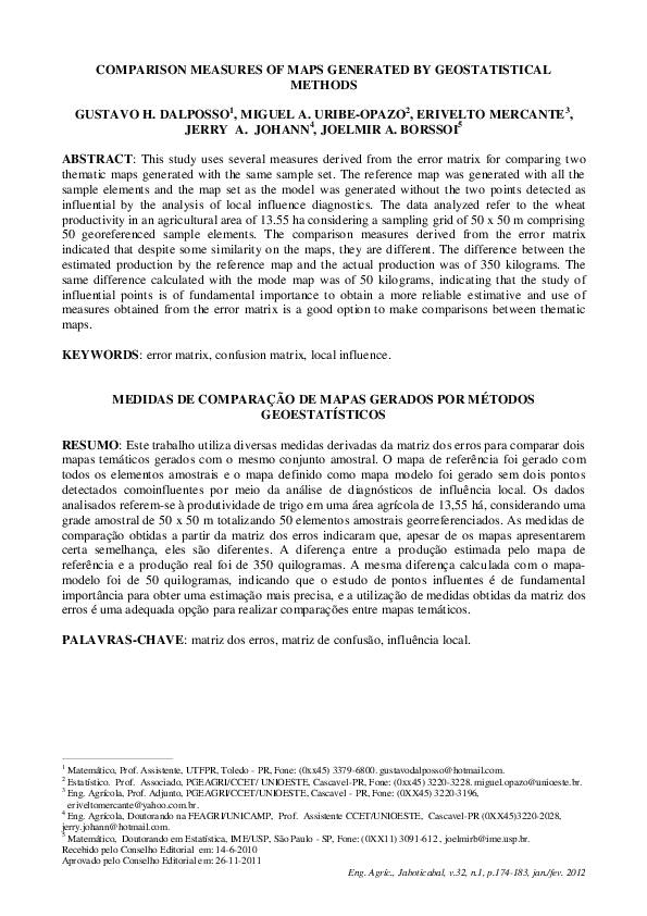 (PDF) Comparison measures of maps generated by geostatistical methods