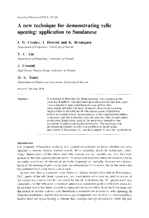 (PDF) Demonstrating Velic Opening in Sundanese
