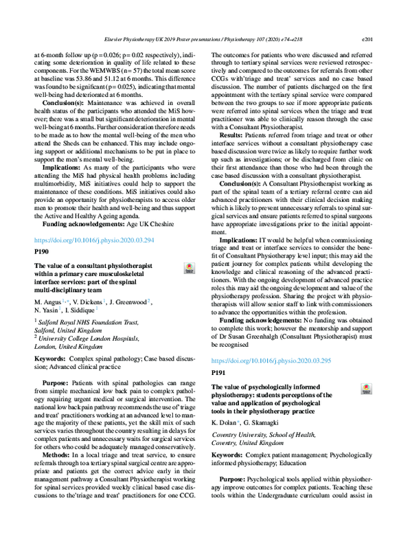 (PDF) The value of psychologically informed physiotherapy: students ...