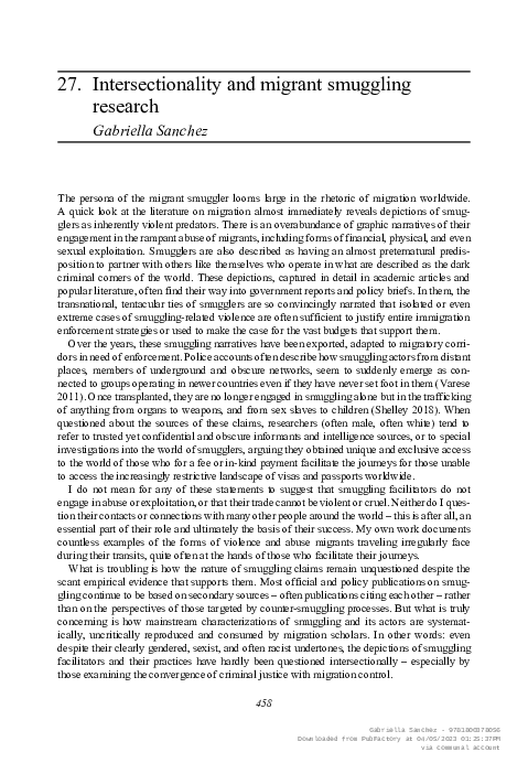 (PDF) Intersectionality and migrant smuggling research