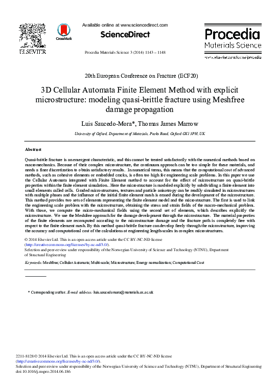 Pdf 3d Cellular Automata Finite Element Method With Explicit
