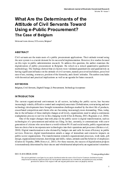 (PDF) What Are the Determinants of the Attitude of Civil Servants Toward Using e-Public Procurement?
