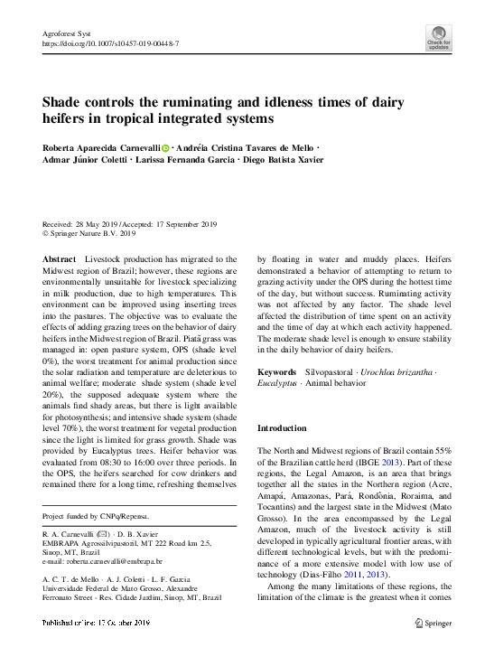 (PDF) Shade controls the ruminating and idleness times of dairy heifers ...