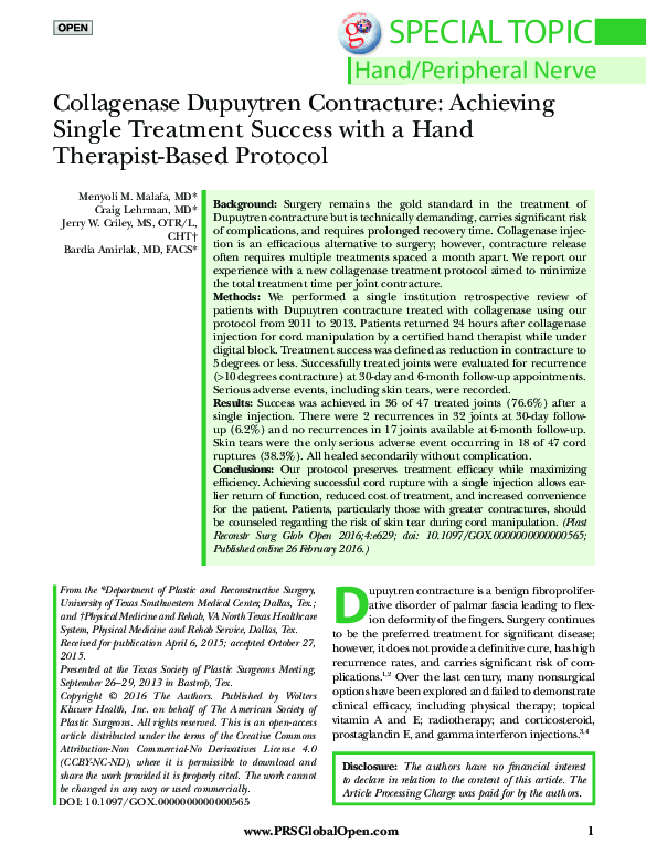 (PDF) Collagenase Dupuytren Contracture | Jerry Criley - Academia.edu