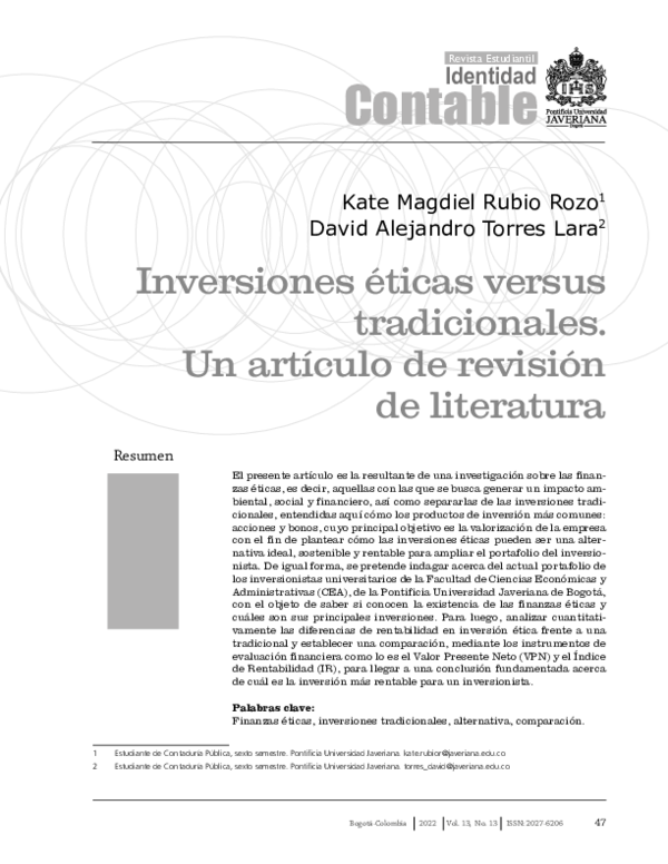 (PDF) Inversiones éticas versus tradicionales