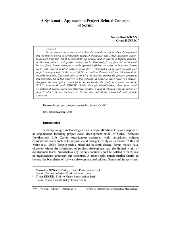 (PDF) A Systematic Approach to Project Related Concepts of Scrum