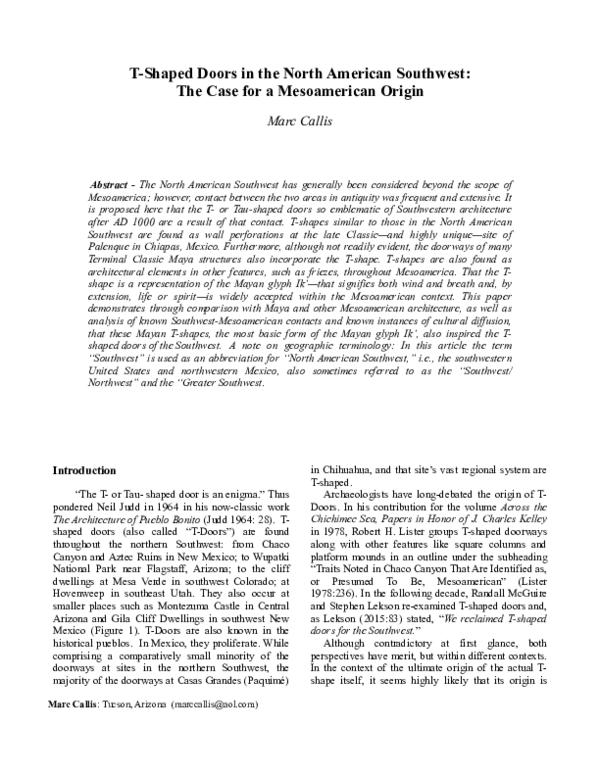(PDF) T-Shaped Doors in the North American Southwest: The Case for a ...