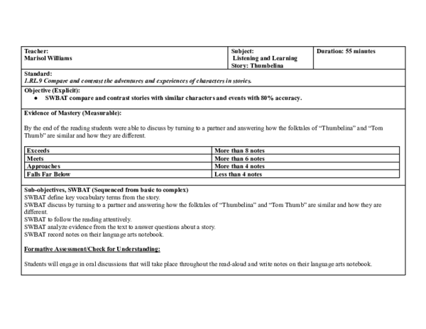 (PDF) Direct Instruction ELA Lesson Plan