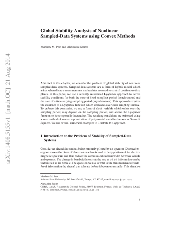 (PDF) Stability of Nonlinear Sampled-Data Systems