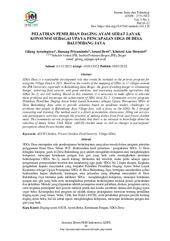 (PDF) Pelatihan Pemilihan Daging Ayam Sehat Layak Konsumsi Sebagai ...