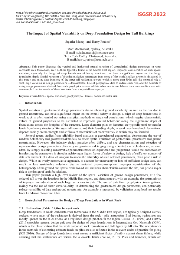 (PDF) The Impact of Spatial Variability on Deep Foundation Design for ...
