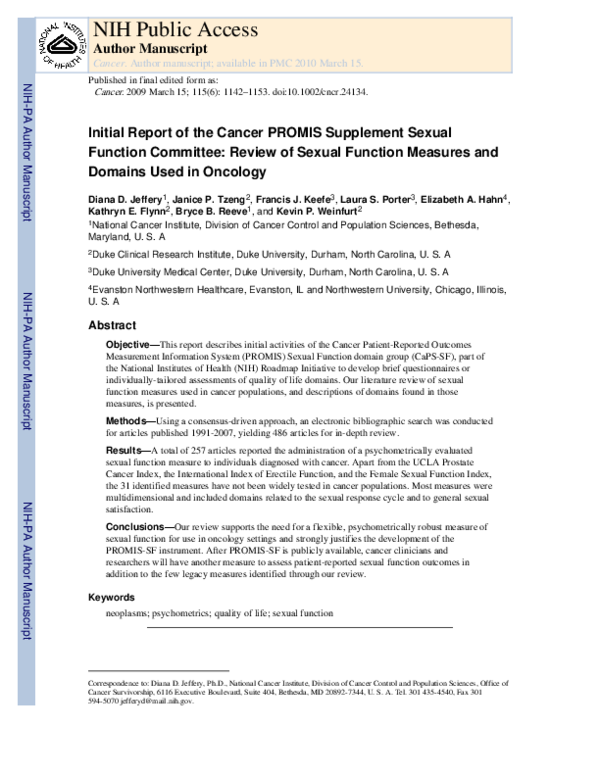 (PDF) Initial report of the cancer Patient-Reported Outcomes ...