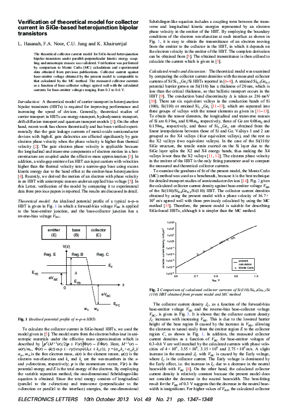 (PDF) Verification of theoretical model for collector current in SiGe ...