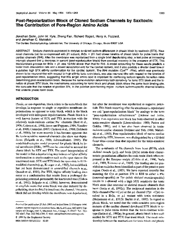 (PDF) Post-repolarization block of cloned sodium channels by saxitoxin ...
